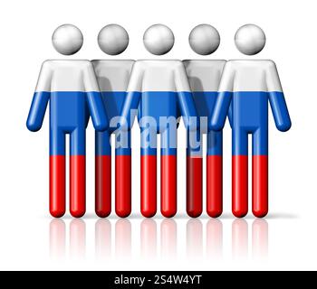 National concept. On the flag of Russia there is a business card with ...