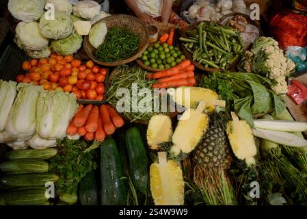 the municipal market in the city of Myeik in the south in Myanmar in ...