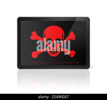 Tablet pc with security concept on screen and industrial tools around ...