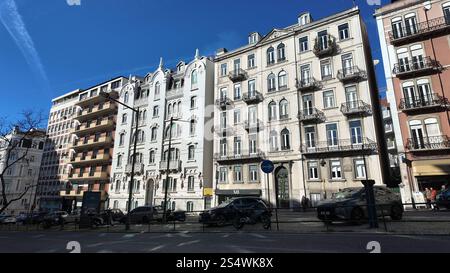 Lisbon residential buildings in Pombaline style with simple facades ...