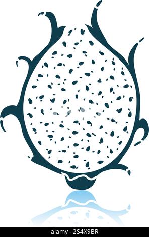 Icon of Dragon fruit. Shadow reflection design. Vector illustration ...