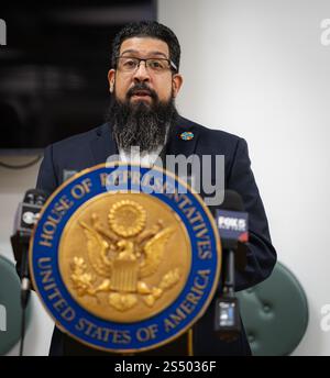 Representative Ritchie Torres held a press conference at St. Barnabus ...