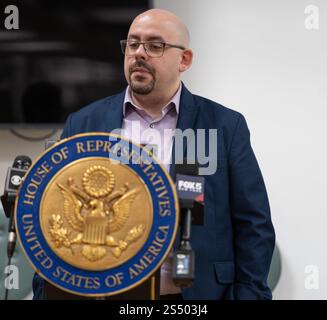 Representative Ritchie Torres held a press conference at St. Barnabus ...
