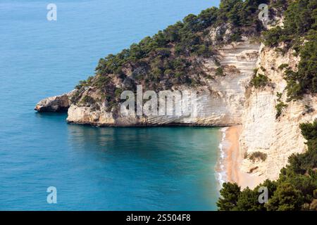 Scenic view of Baia delle Zagare in Gargano, Apulia, Italy, with white ...