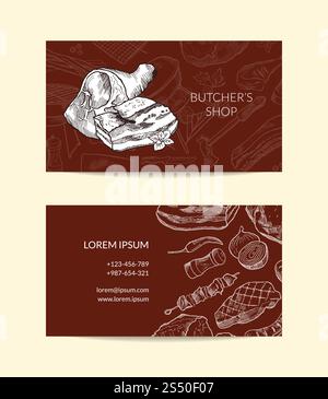 Vector business card template for butchers shop Stock Vector Image ...
