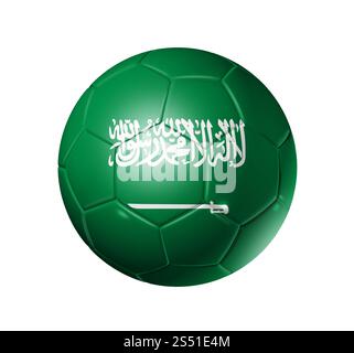 saudi arabia flag on soccer ball on grass, copy space with white ...