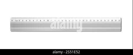 Steel metallic ruler isolated on dark wooden background Stock Photo - Alamy
