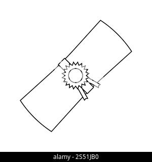 Icon of Diploma. Thin line design. Vector illustration Stock Photo - Alamy