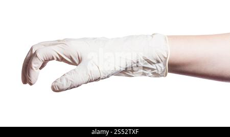 Hand in medical glove isolated on white background Stock Photo - Alamy