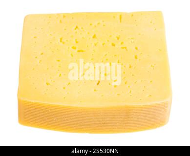 piece of yellow semi-hard cow's milk cheese isolated on white ...