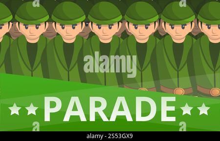 Military parade concept banner. Cartoon illustration of military parade ...