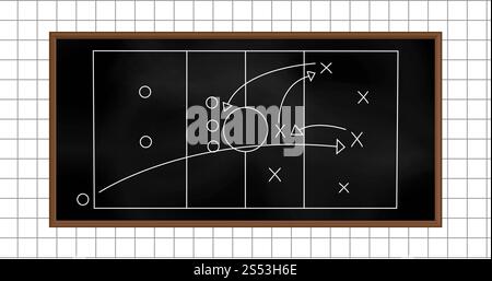 Image of sports field with tactics and strategy drawings on squared ...