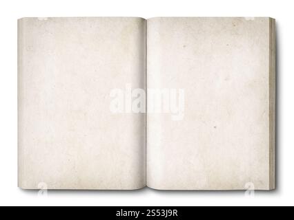 Old vintage open book isolated on white background Stock Photo - Alamy