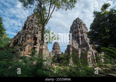 The wat Banan Temple ruins south of the city Battambang in Cambodia ...