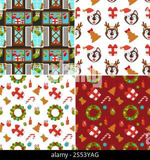 Gift boxes with ribbon and bow isolated on green background. 3d render ...