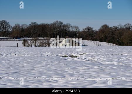 Schnee und Eis auf Feldern und Feldwegen in Aachen am 13. Januar 2025 ...