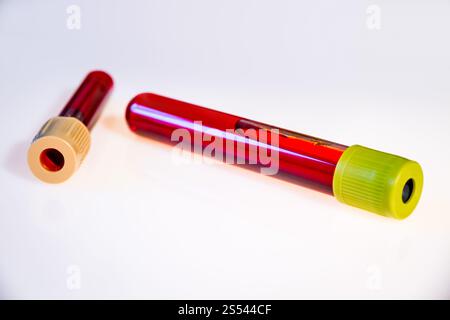 Two blood test tubes on white background Stock Photo - Alamy