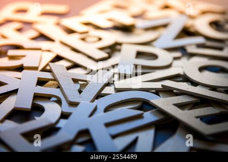 Mixed solid letters pile closeup photo. Education background concept ...