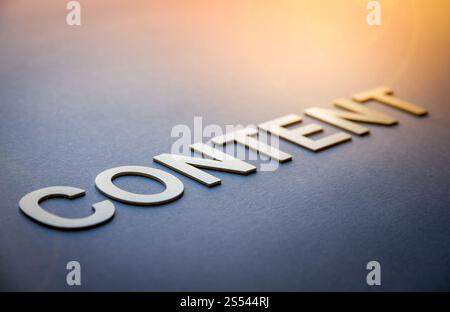 Word content written with white solid letters Stock Photo - Alamy