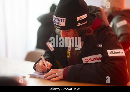 FLACHAU, AUSTRIA - JANUARY 13: Camille Rast of Switzerland in action ...