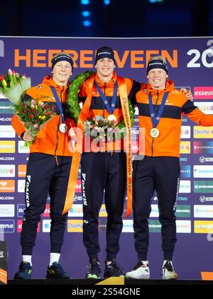 Ceremony Merijn Scheperkamp (NED) during ISU European Speed Skating ...