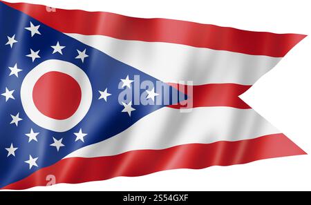 Ohio flag, united states waving banner collection. 3D illustration ...