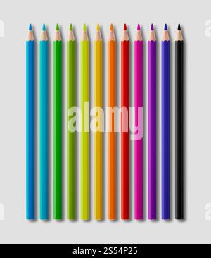 Colorful pencil set isolated on blue and green background Stock Photo ...