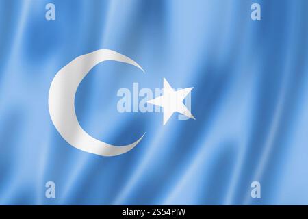 Kokbayraq Uighurs ethnic flag, china. 3D illustration Stock Photo - Alamy