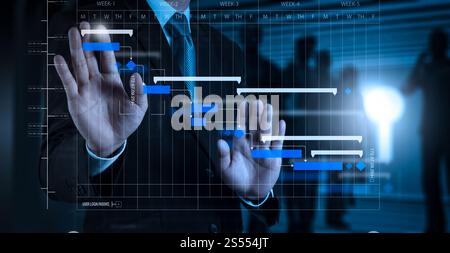 Web design project planning with diagram, html, pencil and glasses ...