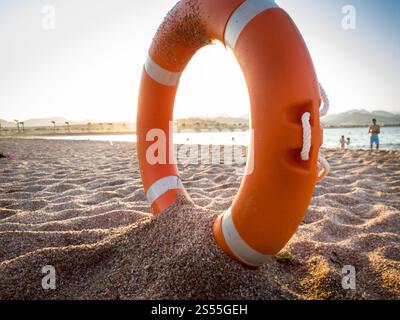 Red safe guard ring against white background with clipping path Stock ...