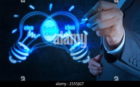 Businessman hold drawing on screen growing graph, arrow of positive ...