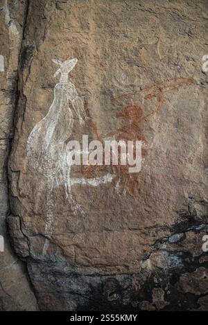 Depiction of a kangaroo and a hunting scene, Kakadu National Park ...