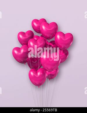 Heart valentine light shiny pink background illustration Stock Photo ...