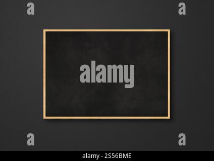 Traditional blackboard isolated on a black background. Blank horizontal ...