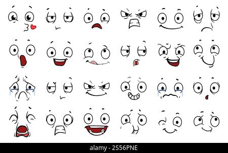 Angry face. Cartoon face expressions. Doodle characters mouth and eyes ...