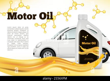 Engine oil advertising realistic composition with isolated image of ...