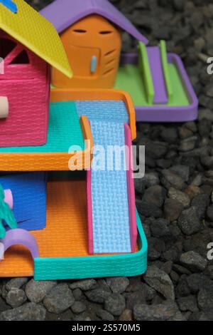 Colorful house. Toy house for any concept. Miniature colorful plastic ...