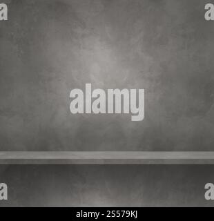 Empty shelf on a grey wall. Background template scene. Horizontal ...