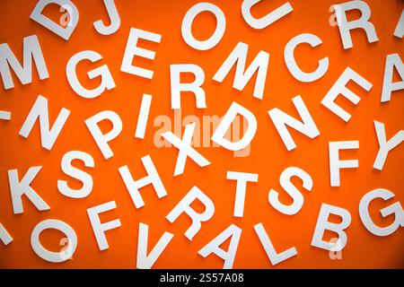 Mixed solid letters pile top view photo. Education background concept ...