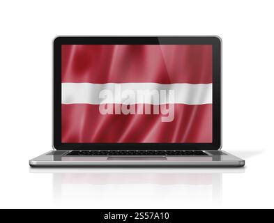 Latvian flag on laptop screen. 3D illustration isolated on white ...
