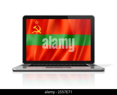Transnistria flag on laptop screen isolated on white. 3D illustration ...
