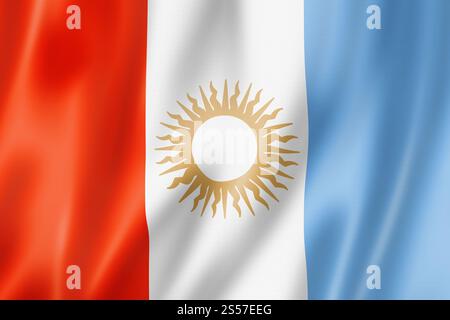 Cordoba province flag, Argentina waving banner collection. 3D ...