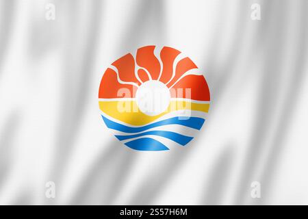 Benito Juarez city flag, Mexico waving banner collection. 3D ...