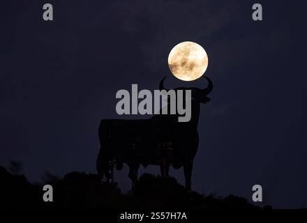 The full moon, known as the Wolf Supermoon, rises above Baghdad, Iraq ...