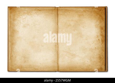 An open empty old notebook isolated on a white background. Copy space ...