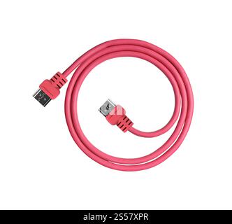 Red USB cable isolated on white. Modern technology Stock Photo - Alamy