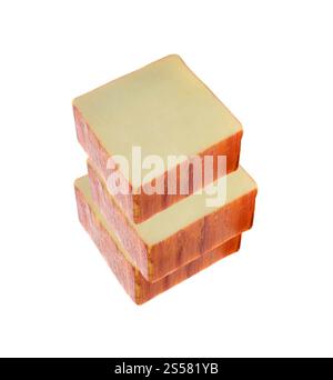 square piece of cheddar cheese isolated on white background, close up ...