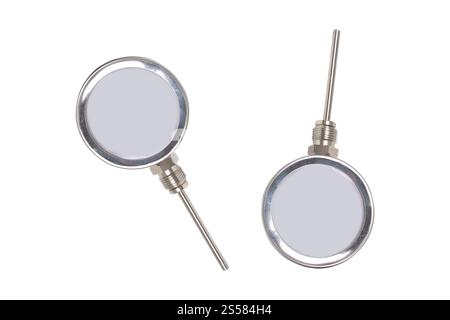 Metal analogue barometer isolated Stock Photo - Alamy
