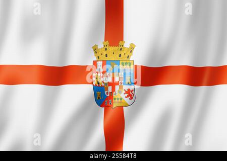 Almeria province flag, Spain waving banner collection. 3D illustration ...