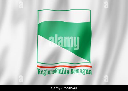 Emilia Romagna region flag, Italy waving banner collection. 3D ...